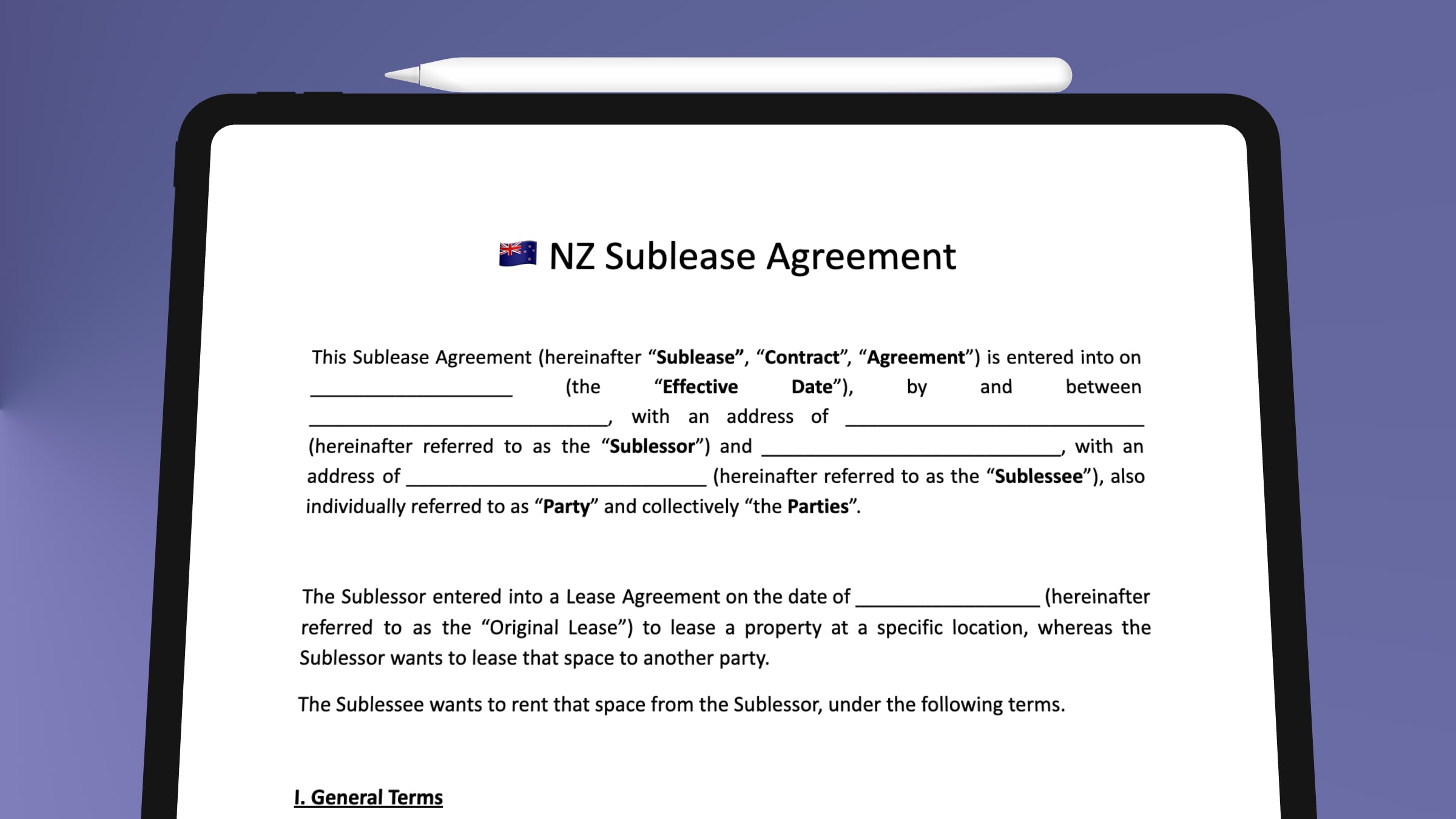 THE Working NZ Free Sublease Agreement Template